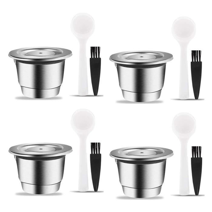 4X Capsules Rechargeables Pod RéUtilisable Dosette de Café Capsules En ...