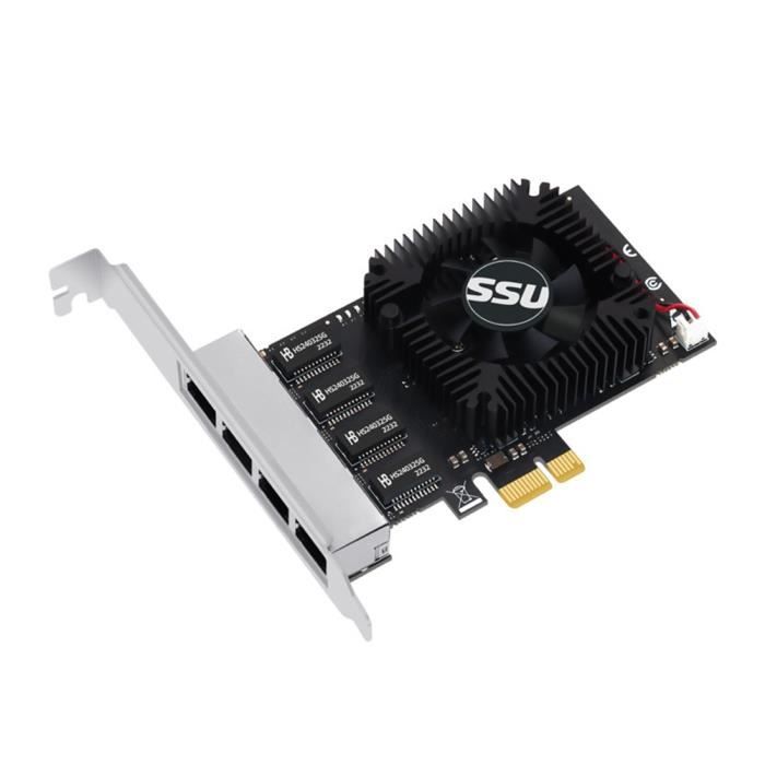 SSU 2.5Gb Ethernet PCIE 4 Port Carte RéSeau Adaptateur 2.5Gbps PCI X4 ...
