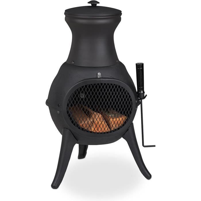 Brasero extérieur, cheminée Jardin avec tisonnier, en Fonte, avec Pare ...