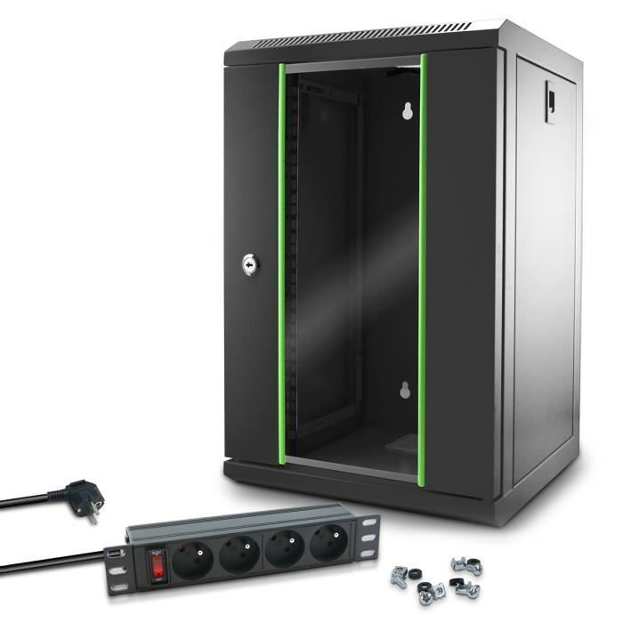 Pack Coffret Réseau 10 Pouces 9U, avec 1 multiprise 4 Prises Inclus ...