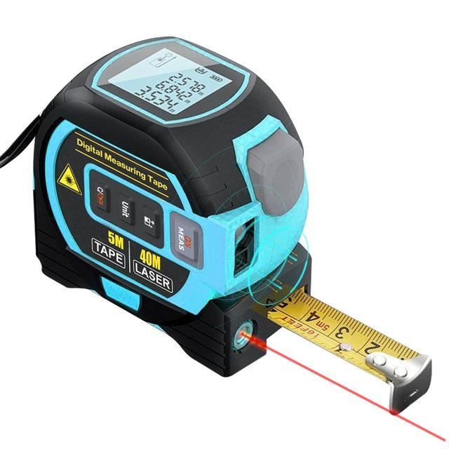 Mètre à ruban,Blue-60M--Télémètre Laser 3 En 1 Avec Règle À Ruban De 5m ...