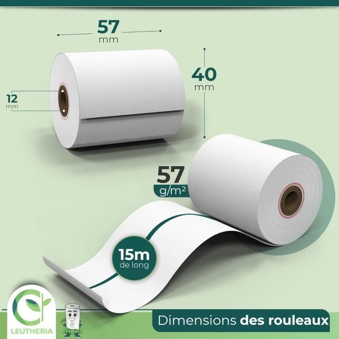 50 Rouleaux tpe Bobine de papier thermique pour carte bleue 57x40x12mm ...