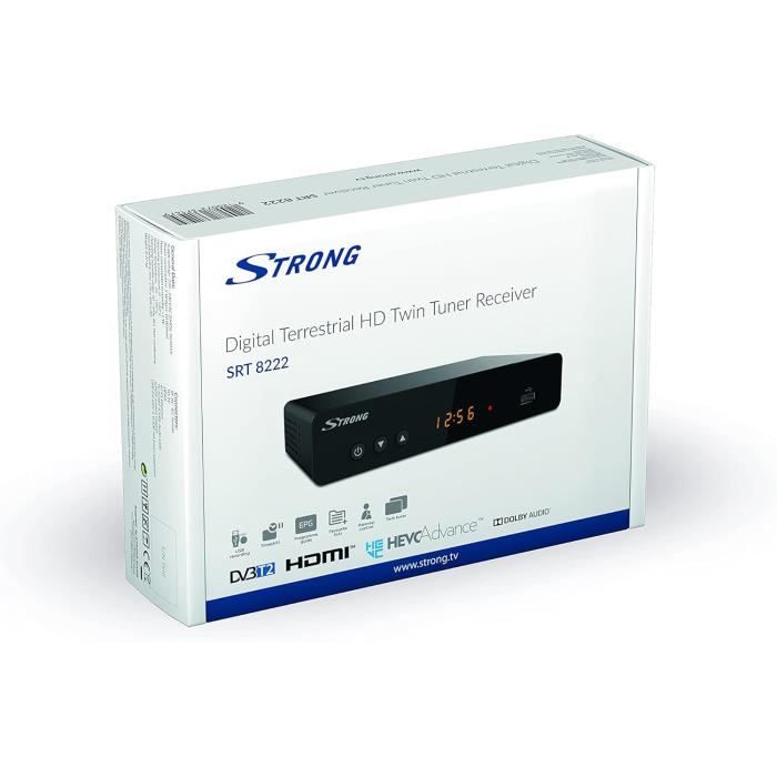SRT8222 Décodeur Double Tuners TNT Full HD -DVB-T2 - Compatible HEVC265 Récepteur-Tuner TV avec ...