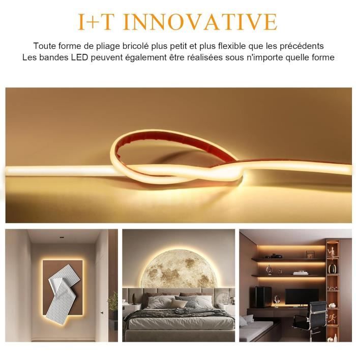 Cob Ruban Led 3M Autocollant Ip67 Etanche 220V 230V Puissant Avec Prise, 3 Metre Bandeau De Led ...