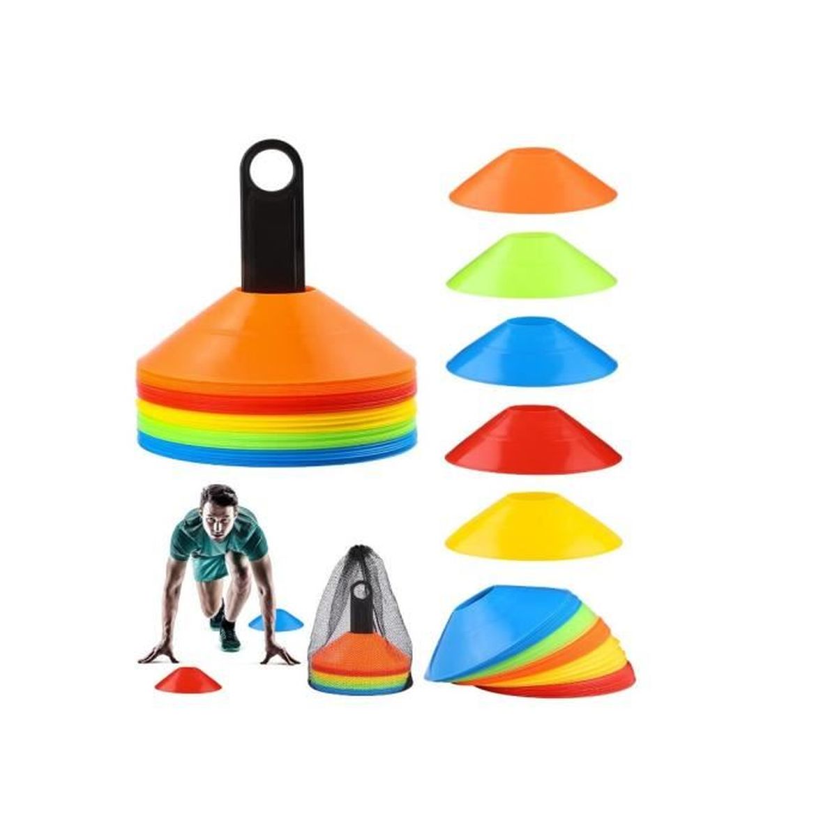 50pcs Plots Entrainement,Plots de Marquage pour Football, Kit d ...