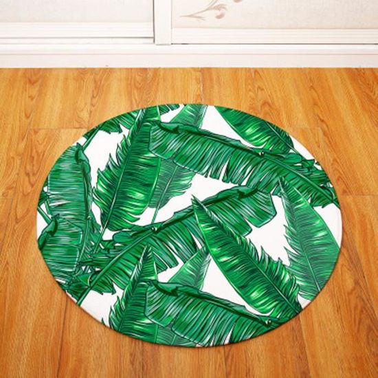 Tapis rond Motif Plante tropicale feuilles Flanelle Salle de bain ...