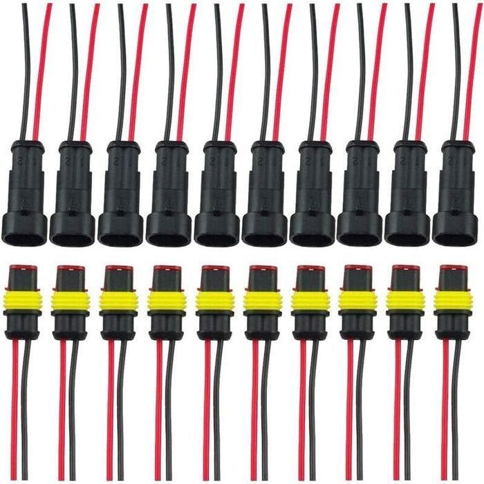 Fiche lectrique tanche Connecteur Mle et Femelle AWG 2 Broches avec Fil 10 Kits YYV - Cdiscount Auto