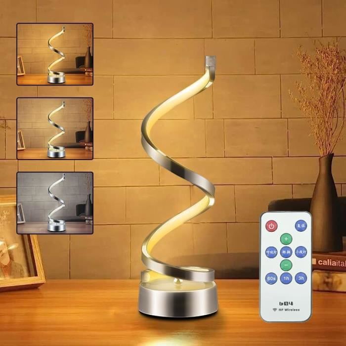 Lampe De Table Led Spirale Avec Télécommande, Trois Couleurs À ...