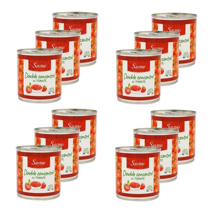 Savino - Lot 12x Double concentré de tomates - Conserve 200g ...