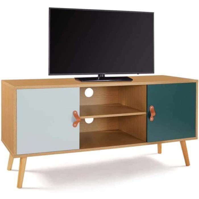 Meuble TV scandinave Alize Bois et Vert [29] - Cdiscount Maison