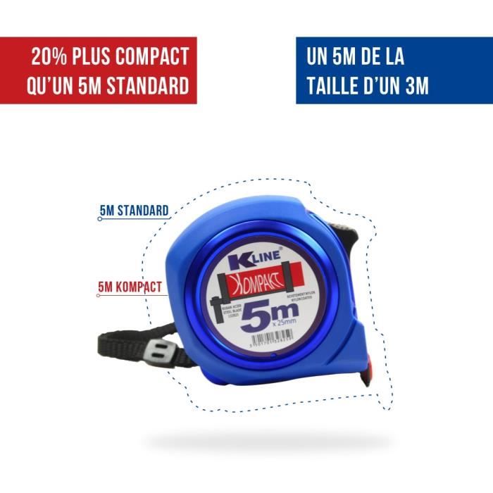 Mètre ruban magnétique professionnel KELI FRANCE - 5m x 25mm - Quadruple accroche - Cdiscount ...