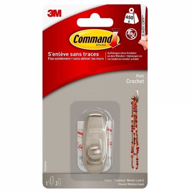 Crochet - 3M - petit modèle - languettes adhésives - blanc - pour ...