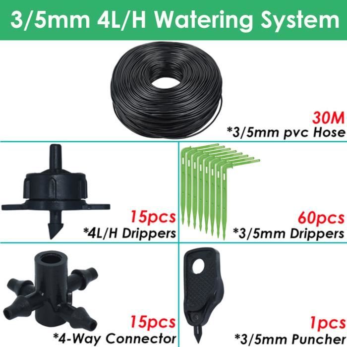 Kit complet d'arrosage,Kit d'arrosage goutte-à-goutte pour jardin,1-8 en effet,flèche,connecteur ...
