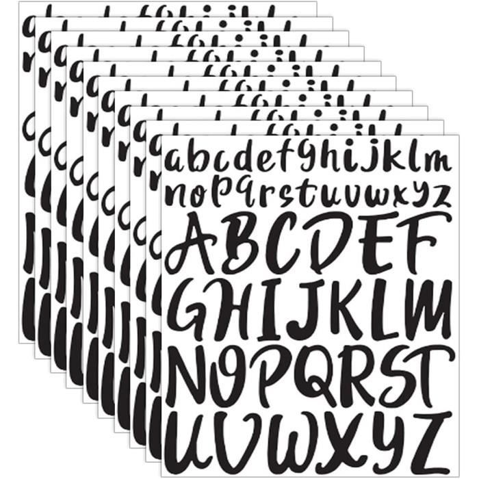 10 Feuilles Autocollants Lettres Alphabet Vinyle Stickers Lettres Auto ...