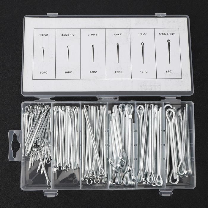 EJ.life Goupille fendue en fer 144pcs Kit d'Assortiment de Goupilles ...