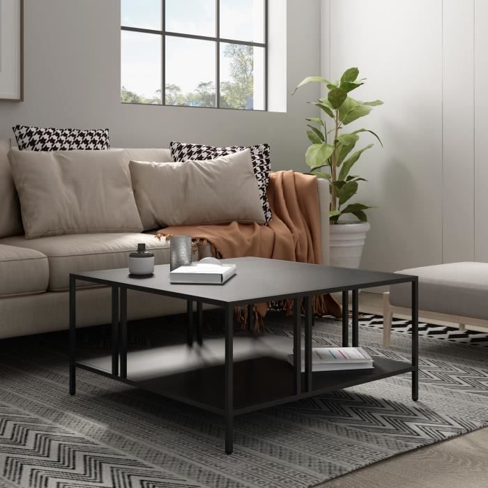 Table basse Kumlinge métal 40 x 80 x 80 cm noir - Cdiscount Maison