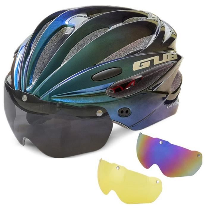 Casque vélo,casque de cyclisme K80 avec visière, lunettes magnétiques ...