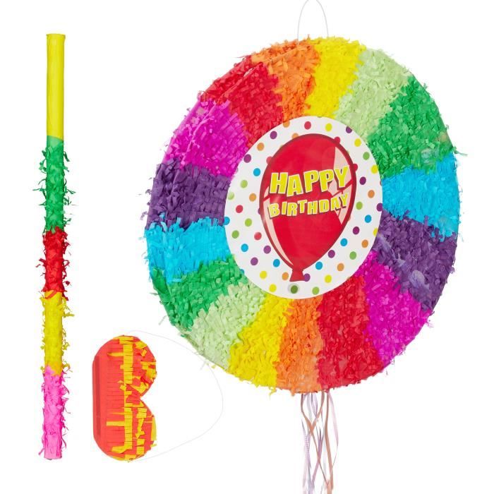 3 tlg. Pinata Set Geburtstag, Pinatastab mit Augenmaske, für Kinder ...