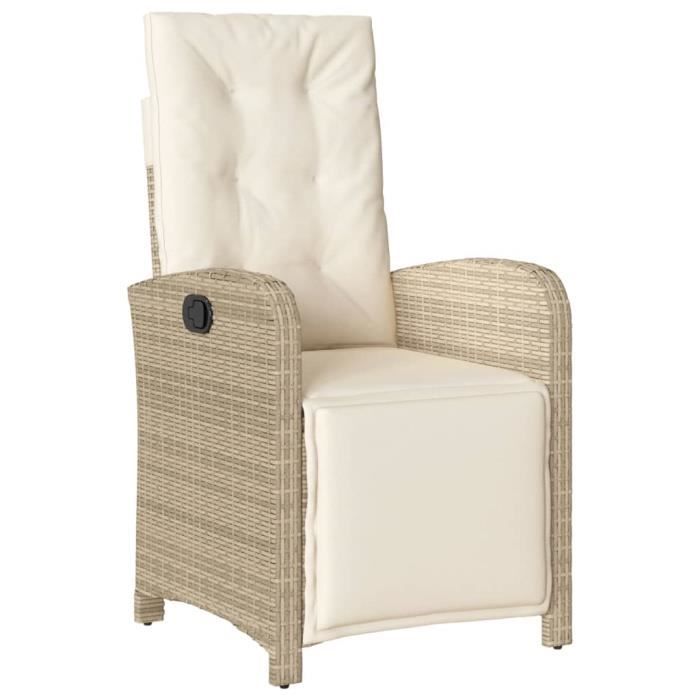 KIT Chaises inclinables de jardin lot de 2 avec repose-pied rotin ...