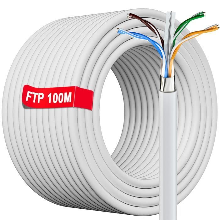Cable Ethernet 100m Blindé, Cable Réseau 100m RJ45 Cable Exterieur ...