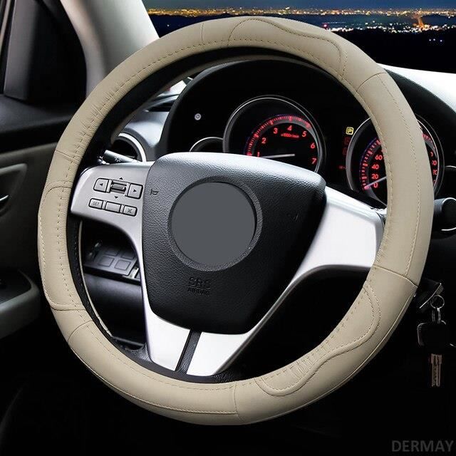 COUVRE-VOLANT,Beige--Housse en cuir pour volant de voiture, accessoire ...