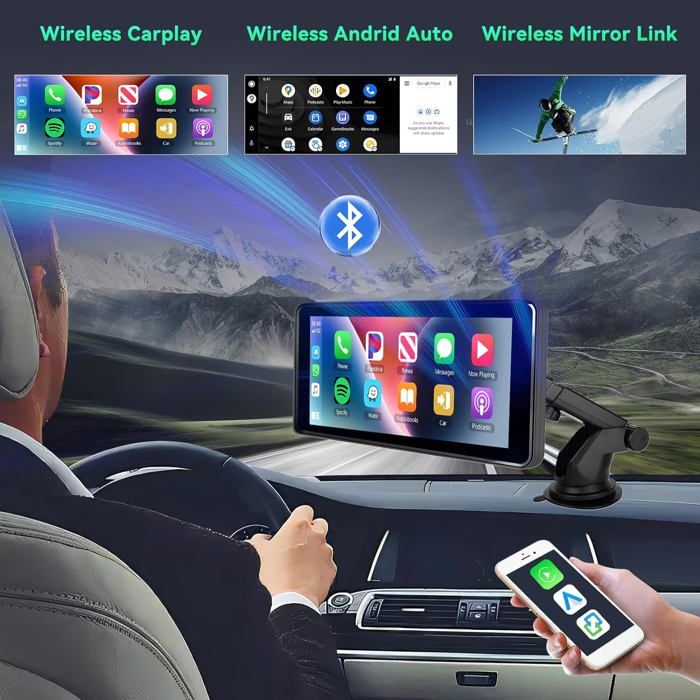 Écran Voiture sans Fil Apple CarPlay Android Auto Mirror Link ...