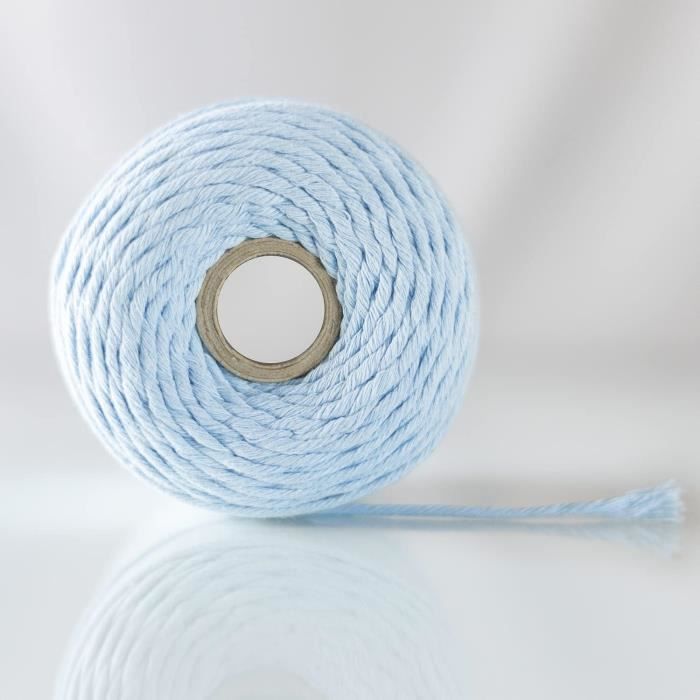 3Mm X 200M Corde Macramé Bleu Pastel | Fil De Coton Et Polyester ...