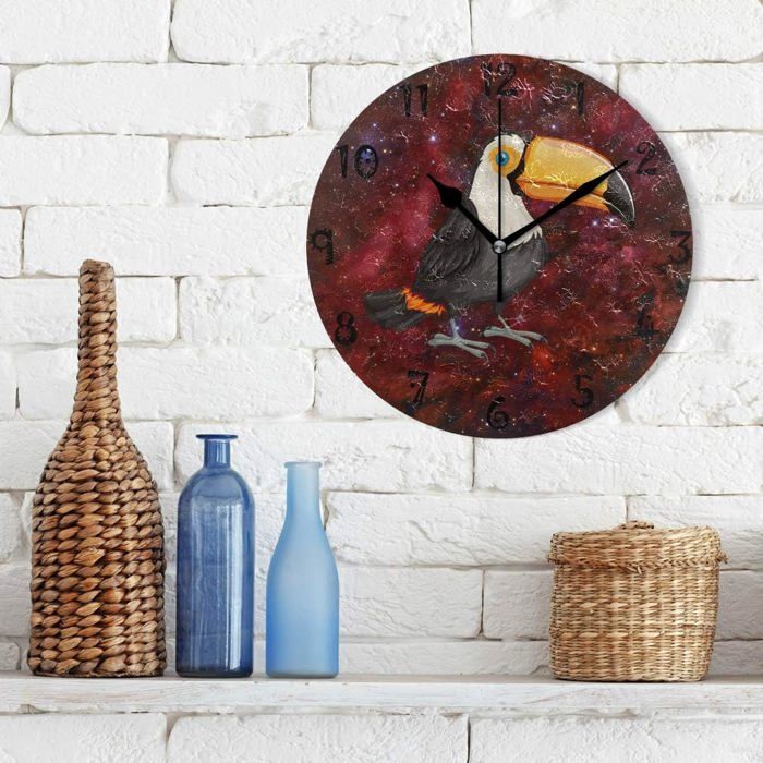 Perroquet D'Art Étoile Rouge Pendule Murale Décoratif Moderne Horloge ...