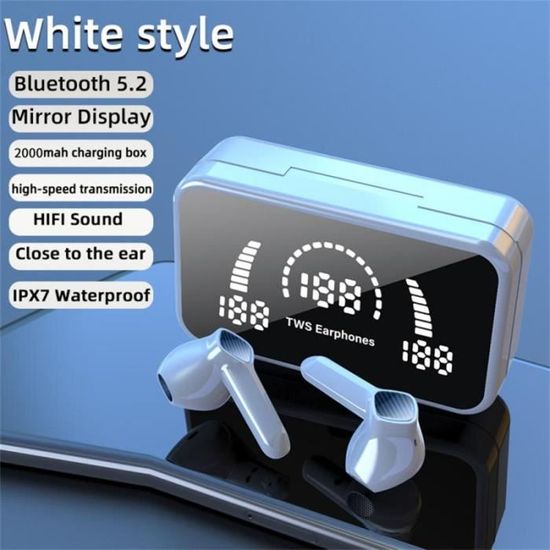 BLANC-écouteurs sans fil Bluetooth TWS DH01, casque d'écoute stéréo ...