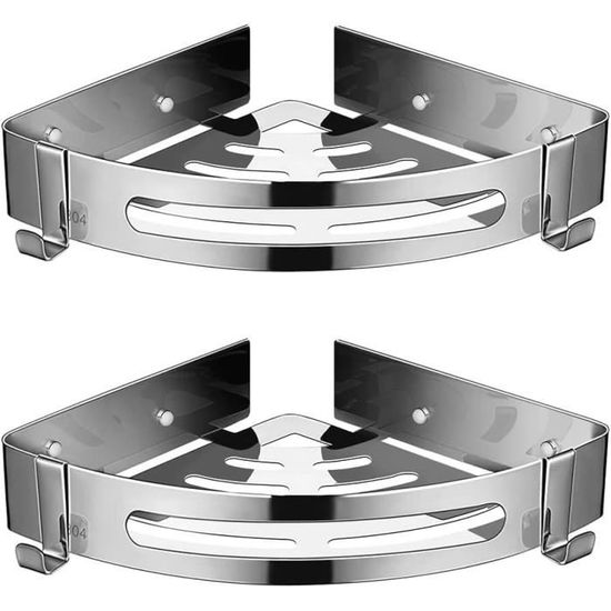 Étagère D'Angle De Salle De Bain,Tablette D'Angle Douche Avec Crochets ...