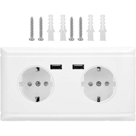 Prise De Courant Murale 220V Prise Multifonction Double Ports Usb 5V 2 ...