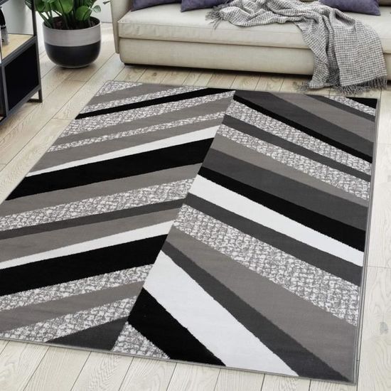 Tapis Salon Geometrique Moderne Gris 160 X 220 Cm Différentes Tailles ...