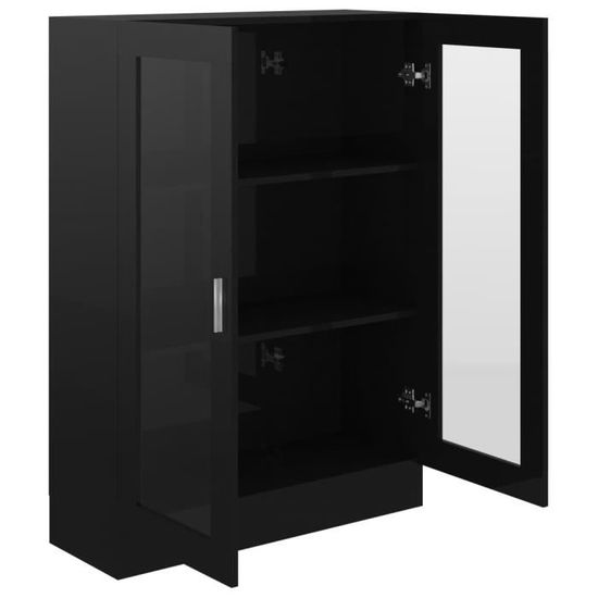 ABB Armoire à vitrine Noir brillant 82,5x30,5x115 cm Aggloméré - Qqmora ...