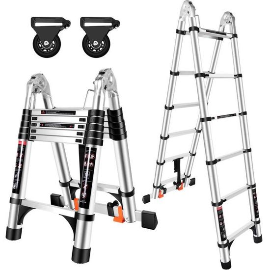 Échelle Polyvalente en Alu de 3,8M (1,9M + 1,9M) Échelle Escabeau ...