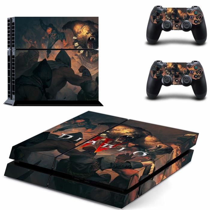 Noir - Diablo-Autocollant de protection pour console et manette de PS4 ...