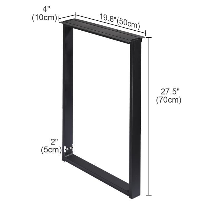 H JINHUI Lot de 2 Pieds de Table en Métal, DIY Facile à Assembler, Cadre carré 70 x 50cm,pour ...