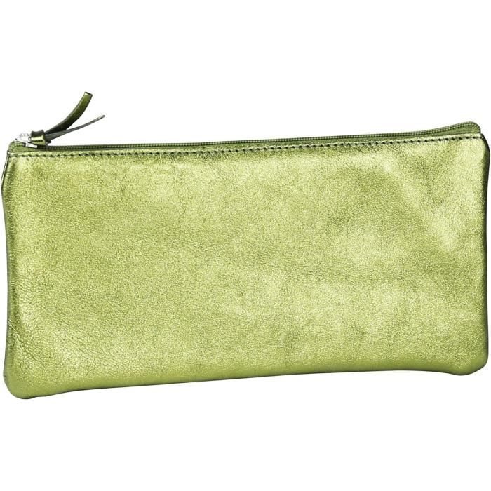 8716C Trousse Scolaire Plate Vert Effet Irisé 22X11 Cm En Véritable ...
