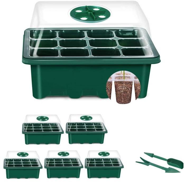 Lot de 5 Bac à semis, Mini Serre pour semis, Plateaux de Culture avec ...
