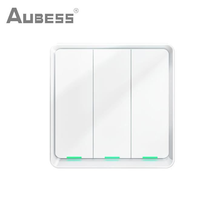 BLANCHE - 3 gang - Interrupteur mural intelligent Tuya WiFi, fil neutre ...