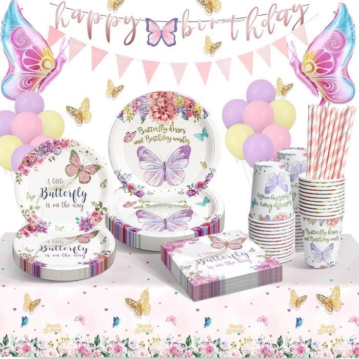 Assiettes Anniversaire Papillon, Anniversaire Papillon Decoration Fille ...
