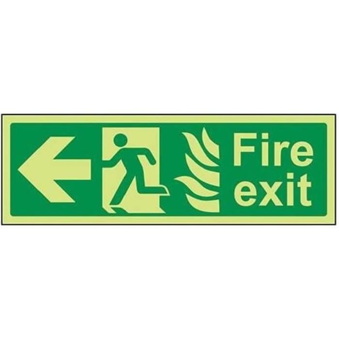 14022Bj-G Fire Exit Sign, Nhs Fire Exit Flèche Gauche, En Plastique ...