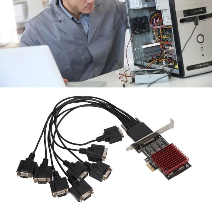 EIF Carte d'extension PCIE vers 8 ports PCI Express X1 vers DB9 COM ...