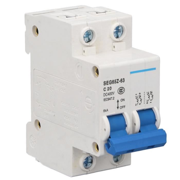 Disjoncteur CC Disjoncteur miniature DC 2P 6KA 400V Commutateur d'air pour grille de panneaux de ...