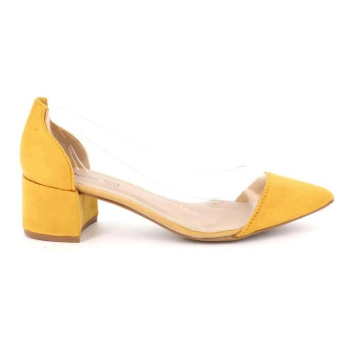 Queen Vivi - Escarpin Femme Talon Bas Bloc –semi-tranparent Velour ...