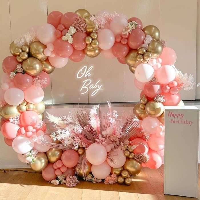 Rose Ballons Anniversaire, Arche Ballon - Ballons Roses Vintage ...