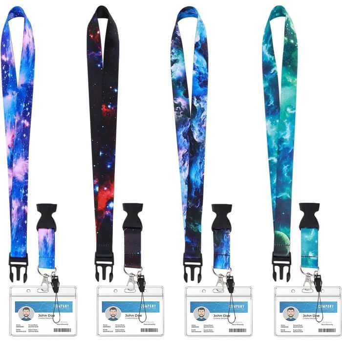 Lot De 4 Cordons Tour De Cou Avec 4 Porte-Cartes Transparents Sur Le ...