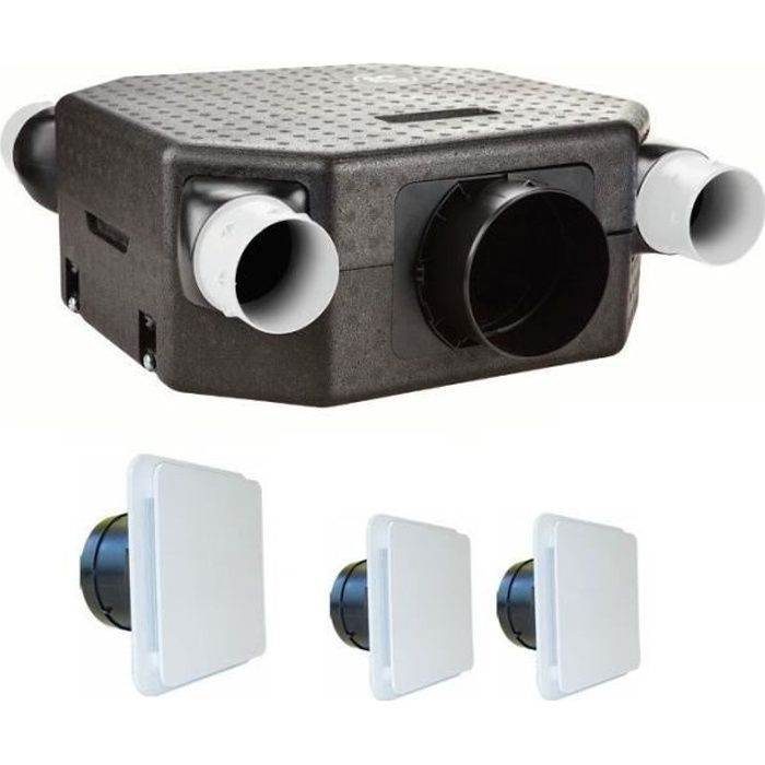 Vmc deco flat dhu k avec sonde hygro - kit avec bouches unelvent 603126 ...