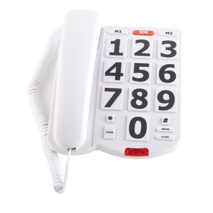 HURRISE Téléphone fixe pour personnes âgées Elderly Landline Phone With ...