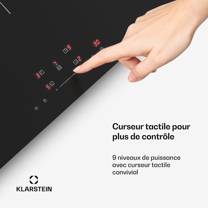 Klarstein PowerGlide Plaque Induction 90cm 5 Zones 9800W Boost Curseur ...