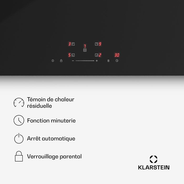 Klarstein PowerGlide Plaque Induction 90cm 5 Zones 9800W Boost Curseur ...